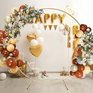 Round Backdrop Stand, 6.7ft Aluminum Balloon Arch Kit, Golden Circle Wedding Arch Frame, for Birthday Party, Graduation, Wedding and Bridal Shower Photo Background Decoration