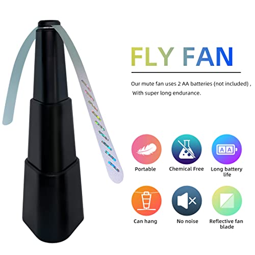 utipef Fly Fans for Tables, Portable Automatic Table Food Fly Fan Picnic Drive Fans for Outdoor Indoor Meal, Keep for Your Food Clean Restaurant, Party, Home (Black 2Pcs)