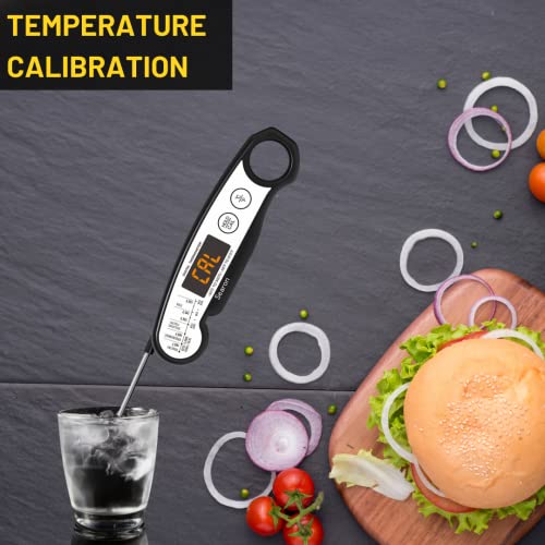 Searon Meat Thermometer Digital Rechargeable - FT003 LED Display Instant Read Thermometer Kitchen Cooking Food Thermometer for Milk Candy Water Oil BBQ Grill Smoker Waterproof (Black)