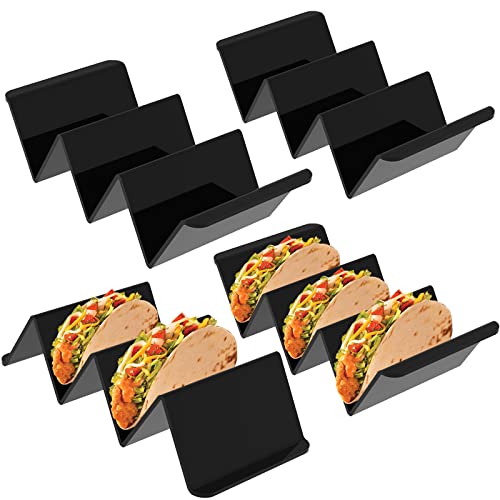 Kamehame Acrylic Taco Holder Set of 4 Black Taco Stand Tray, Modern Lucite Taco Plates for Home Restaurant Dining Kitchen Table Desktop, Each Tortilla Rack Can Hold 2 or 3 Tacos or Snacks, KA21028