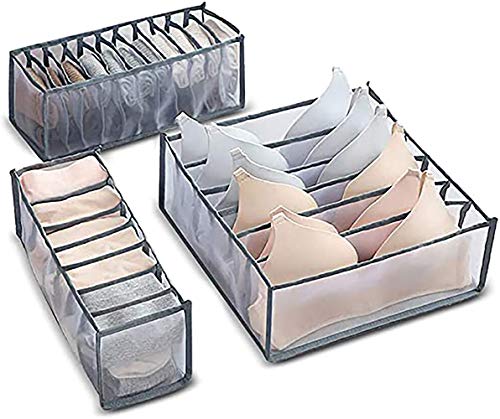 GUAGLL 3 Pack Foldable Underwear Drawer Organizer, Underwear Storage Divider Boxes For Bras, Socks, Underwear, Ties