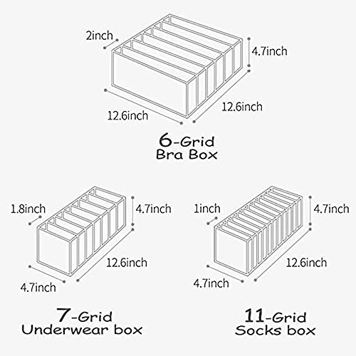 GUAGLL 3 Pack Foldable Underwear Drawer Organizer, Underwear Storage Divider Boxes For Bras, Socks, Underwear, Ties