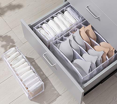 GUAGLL 3 Pack Foldable Underwear Drawer Organizer, Underwear Storage Divider Boxes For Bras, Socks, Underwear, Ties