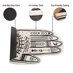 Boho Bathroom Rug 1.8'x3',Black and Cream Evil Eye Palmistry Hand Rug Small Aesthetic Door Mat,Washable Rug Teen Boy Girl Personalized Bath Mat for Kitchen Sink Dorm Tub