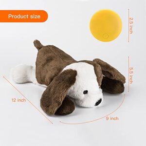 NA Extragele Heartbeat Toy Puppy Toy Heartbeat Stuffed Toy Dog Anxiety Toy Dog Behavioral Aid Toy for Pet Cuddle Comfort Soother Sleep Aid Calm,Dog Plush Toy with Heartbeat，White and Dark Brown