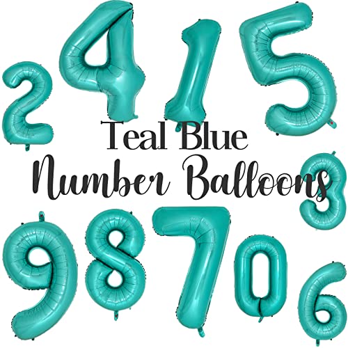 Teal Number 2 Balloons 40 Inch Large Turquoise Blue Foil Balloons for Womens Teal Birthday Decorations Little Mermaid 2nd Birthday Party Aqua Number Balloon 2