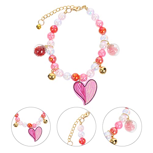 Heart Dog Necklace Collar Valentines Day Pet Pearls Neck Chain Adjustable Choker Wedding Collar Photo Prop Jewelry for Puppy Dog Cat Chihuahua Yorkie Rabbit Clothes Outfits Accessories M