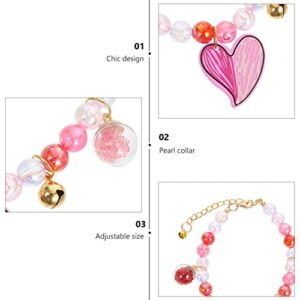 Heart Dog Necklace Collar Valentines Day Pet Pearls Neck Chain Adjustable Choker Wedding Collar Photo Prop Jewelry for Puppy Dog Cat Chihuahua Yorkie Rabbit Clothes Outfits Accessories M