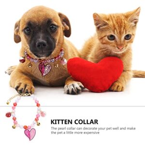 Heart Dog Necklace Collar Valentines Day Pet Pearls Neck Chain Adjustable Choker Wedding Collar Photo Prop Jewelry for Puppy Dog Cat Chihuahua Yorkie Rabbit Clothes Outfits Accessories M