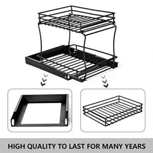 Kozloskyi Pull Out Slide Out Spice Rack Organizer for Cabinet Seasoning Rack Organizer for Kitchen Cabinet, Pantry, Closet, 2-Tier Slide Out Kitchen Cabinets and Pantry Closet Storage