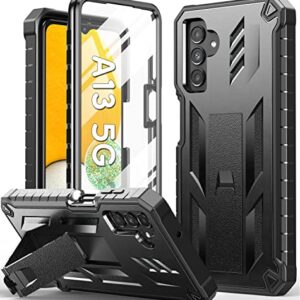 for Samsung Galaxy A13 5G Case: TPU Soft Shock Proof Protection | Matte Textured Design Shell - Heavy Duty Military Grade Rugged Cell Phone Protective Cover with Kickstand for A13 5G (Black)