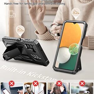 for Samsung Galaxy A13 5G Case: TPU Soft Shock Proof Protection | Matte Textured Design Shell - Heavy Duty Military Grade Rugged Cell Phone Protective Cover with Kickstand for A13 5G (Black)