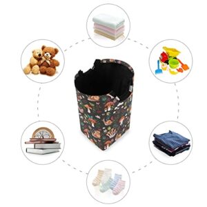 Mushroom with Snails Large Laundry Hamper Basket, Collapsible Laundry Bag, Oxford Cloth Foldable Storage Bins Baskets with Handles for Laundry, Bedroom, Home Decor