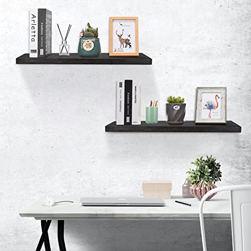 LYYYXGYP Floating Shelves for Wall Rustic Wood Wall Shelves for Bedroom, Bathroom, Living Room, Kitchen, Laundry Room Set of 2