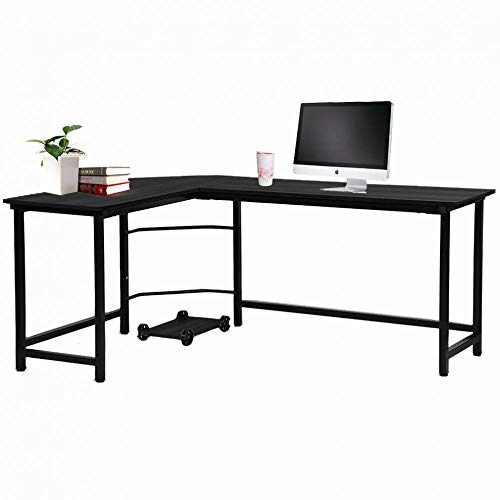 Computer Desk L-Shape Desk Home Office Gaming Desk Corner PC Laptop Standing Desk Table Study Writing Workstation with Free CPU Stand Monitor Stand Study Table,Space-Saving