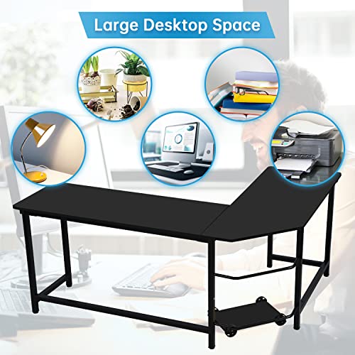 Computer Desk L-Shape Desk Home Office Gaming Desk Corner PC Laptop Standing Desk Table Study Writing Workstation with Free CPU Stand Monitor Stand Study Table,Space-Saving