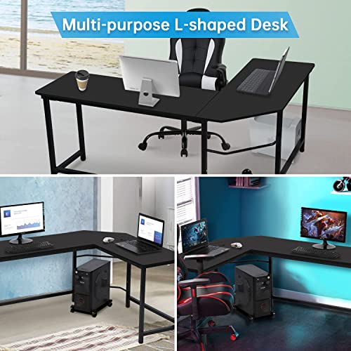 Computer Desk L-Shape Desk Home Office Gaming Desk Corner PC Laptop Standing Desk Table Study Writing Workstation with Free CPU Stand Monitor Stand Study Table,Space-Saving