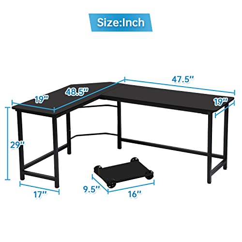 Computer Desk L-Shape Desk Home Office Gaming Desk Corner PC Laptop Standing Desk Table Study Writing Workstation with Free CPU Stand Monitor Stand Study Table,Space-Saving