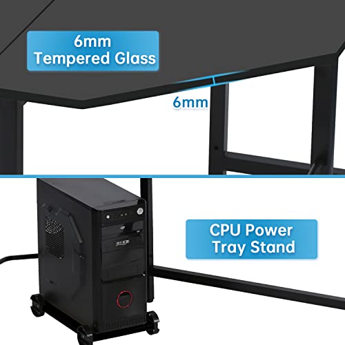 Computer Desk L-Shape Desk Home Office Gaming Desk Corner PC Laptop Standing Desk Table Study Writing Workstation with Free CPU Stand Monitor Stand Study Table,Space-Saving