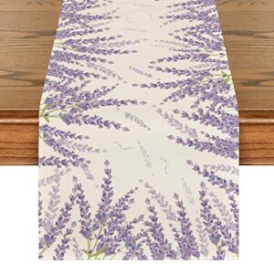 artoid mode lavender spring table runner, easter summer seasonal anniversary holiday kitchen dining table decoration for indoor outdoor home party decor 13 x 72 inch