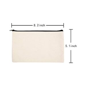 CrazyCharlie 10 Pieces Multipurpose Canvas Craft Bag Natural Color Blank DIY Cosmetic Bag with Zipper(8.2 x 5.1 inch)