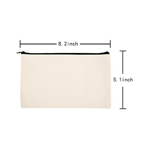 CrazyCharlie 10 Pieces Multipurpose Canvas Craft Bag Natural Color Blank DIY Cosmetic Bag with Zipper(8.2 x 5.1 inch)