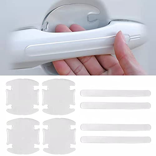 Forjume Car Door Handle Scratch Protector, 8PCS Transparent Car Door Handle Cup Protector Film Sticker Clear Door Bowl Paint Anti-Scratches Protection Film, Universal Fits