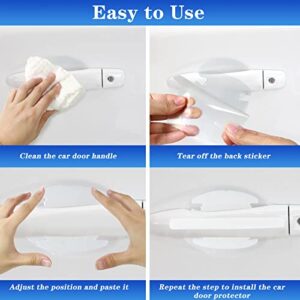 Forjume Car Door Handle Scratch Protector, 8PCS Transparent Car Door Handle Cup Protector Film Sticker Clear Door Bowl Paint Anti-Scratches Protection Film, Universal Fits