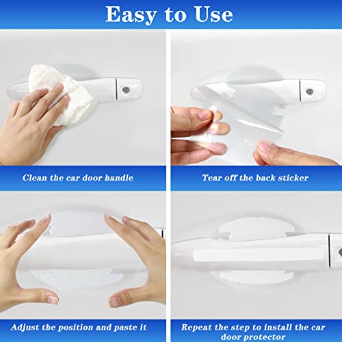 Forjume Car Door Handle Scratch Protector, 8PCS Transparent Car Door Handle Cup Protector Film Sticker Clear Door Bowl Paint Anti-Scratches Protection Film, Universal Fits