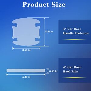 Forjume Car Door Handle Scratch Protector, 8PCS Transparent Car Door Handle Cup Protector Film Sticker Clear Door Bowl Paint Anti-Scratches Protection Film, Universal Fits