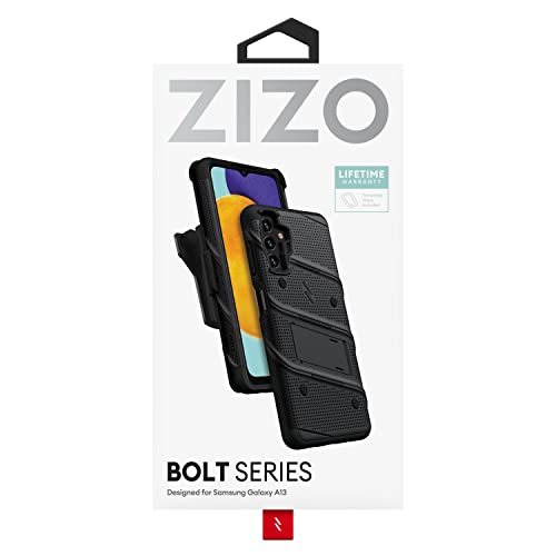 ZIZO Bolt Bundle for Galaxy A13 5G Case with Screen Protector Kickstand Holster Lanyard - Black