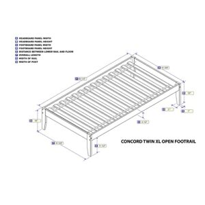 AFI Concord Twin XL Platform Bed with Open Foot Board in White