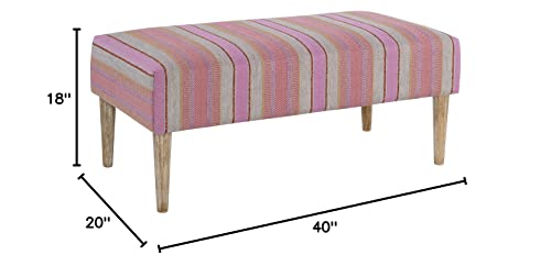 Linon Home Decor Products Pink Stripe Linon Yanni Bench