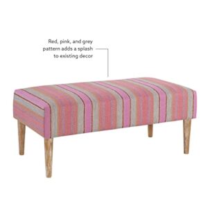 Linon Home Decor Products Pink Stripe Linon Yanni Bench