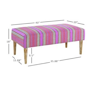 Linon Home Decor Products Pink Stripe Linon Yanni Bench