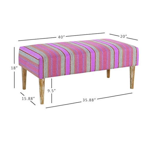 Linon Home Decor Products Pink Stripe Linon Yanni Bench