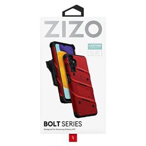 ZIZO Bolt Bundle for Galaxy A13 5G Case with Screen Protector Kickstand Holster Lanyard - Red