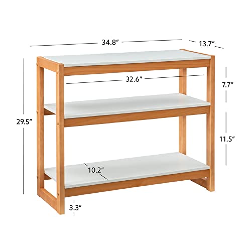 Linon Home Decor Products Boden White and Natural Low Bookcase