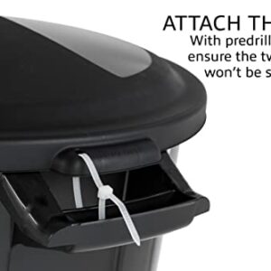 United Solutions 32 Gallon Outdoor Garbage Can, Black, Easy to Carry Garbage Can with Sturdy Construction, Pass-Through Handles & Attachable Click Lock Lid, Indoor or Outdoor Use, (Pack of 2)