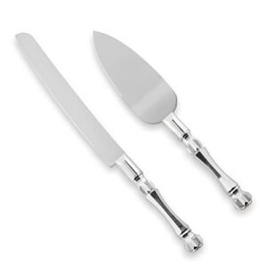 Homi styles Cake Knife and Server - Wedding Cake Knife Set - Serving Set for Receptions, Birthdays - Cake Cutting Set - Match the Color to Your Event Theme - Cake Knife and Cutter (Silver)