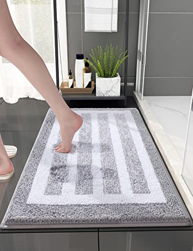 Vodiver Bathroom Rugs Mat for Bathroom Non Slip, Ultra Soft Washable and Gray Bath mats for Bathroom(20x32, Gray)