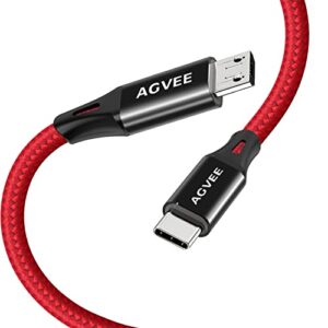 agvee 2 pack 3ft usb-c otg to micro usb cable, braided charger data sync cord charging wire adapter for samsung galaxy s7 s6, j7, j3, lg, ps4, kindle, ps4 xbox controller, android phone, red