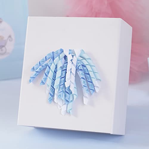 HUIHUANG Curly Ribbon Bows for Gift Wrapping It's a Boy Ribbon Gift Bow Baby Blue Self Adhesive Curly Bow for Presents Gift Bags Gift Basket Baby Shower Party Favor DIY Crafts- 6 Counts X 6 Inch