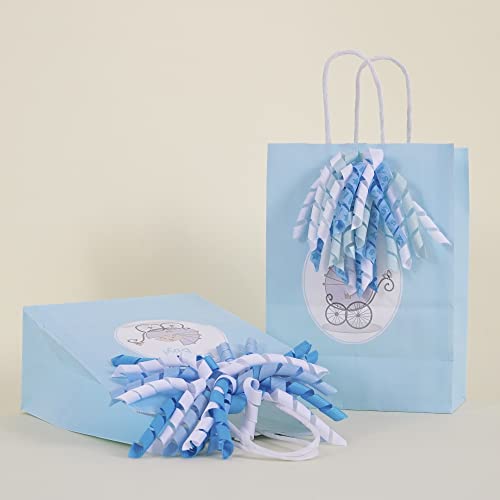 HUIHUANG Curly Ribbon Bows for Gift Wrapping It's a Boy Ribbon Gift Bow Baby Blue Self Adhesive Curly Bow for Presents Gift Bags Gift Basket Baby Shower Party Favor DIY Crafts- 6 Counts X 6 Inch