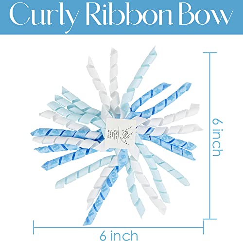 HUIHUANG Curly Ribbon Bows for Gift Wrapping It's a Boy Ribbon Gift Bow Baby Blue Self Adhesive Curly Bow for Presents Gift Bags Gift Basket Baby Shower Party Favor DIY Crafts- 6 Counts X 6 Inch