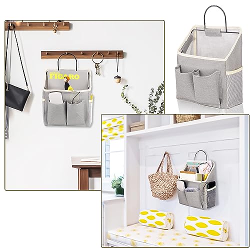 LYroo 2 Pack Wall Hanging Bag Organizer Basket with Pockets for Bathroom Bedroom Kitchen Dorm Room Essentials Rv Storage and Organization (Gray)