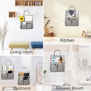 LYroo 2 Pack Wall Hanging Bag Organizer Basket with Pockets for Bathroom Bedroom Kitchen Dorm Room Essentials Rv Storage and Organization (Gray)