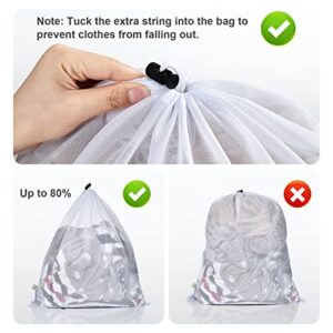 OTraki 20 x 24 inch Small Laundry Mesh Bag 2 Pack Drawstring Dirty Clothes Washing Bags Heavy Duty Laundry Net Bag for Delicates Toys Storage in Home College Dorm Apartment Hotel Beach White