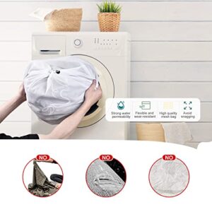 OTraki 20 x 24 inch Small Laundry Mesh Bag 2 Pack Drawstring Dirty Clothes Washing Bags Heavy Duty Laundry Net Bag for Delicates Toys Storage in Home College Dorm Apartment Hotel Beach White