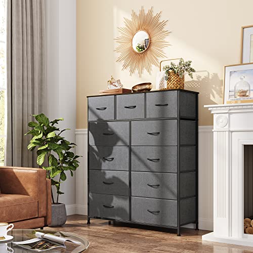 WLIVE 9 Drawer Dresser and 11 Drawer Tall Chest Organizer Set, Fabric Storage Dresser for Bedroom, Nursery, Entryway, Closets, Charcoal Gray